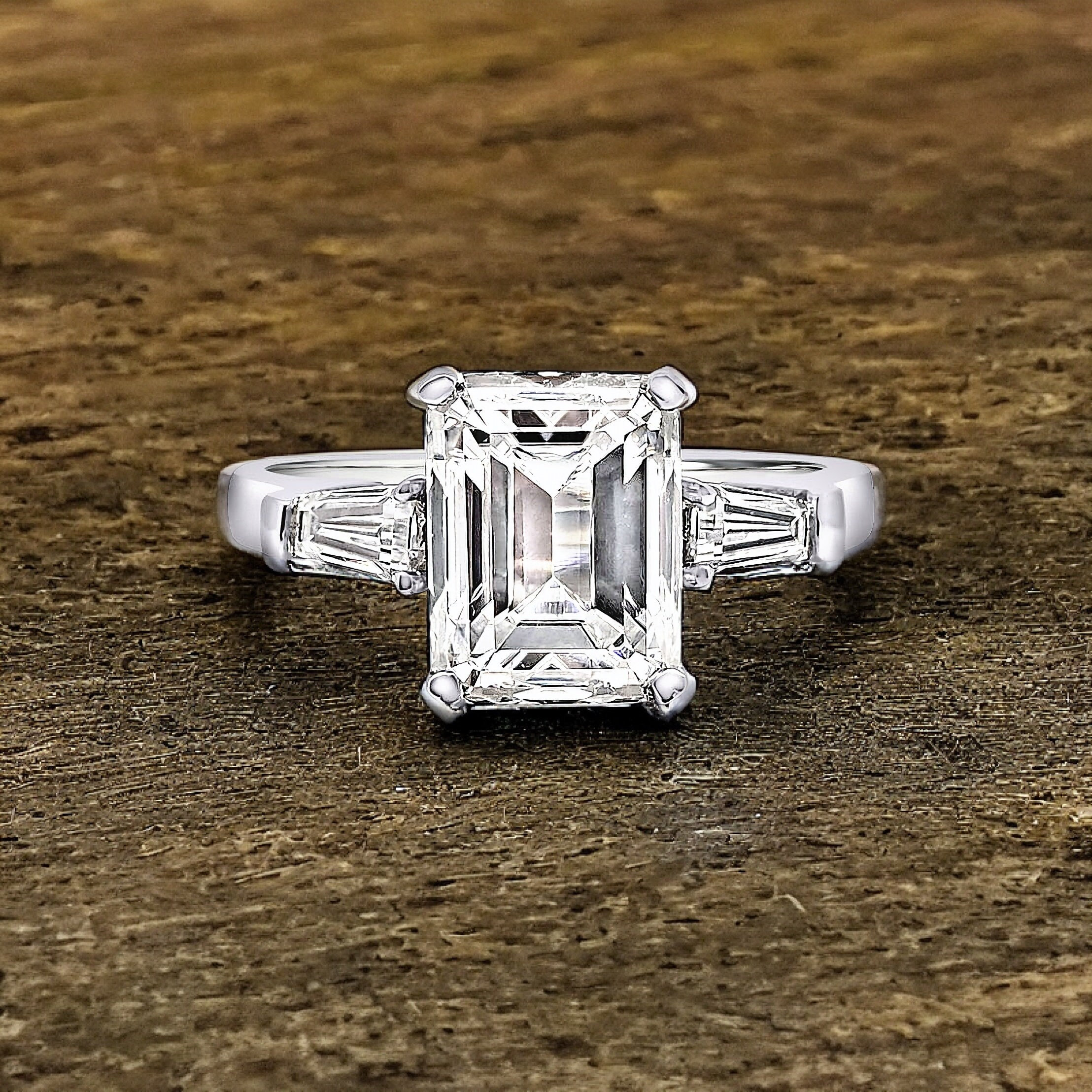 Emerald Cut Engagement Ring Emerald Cut Ring Tapered - Etsy