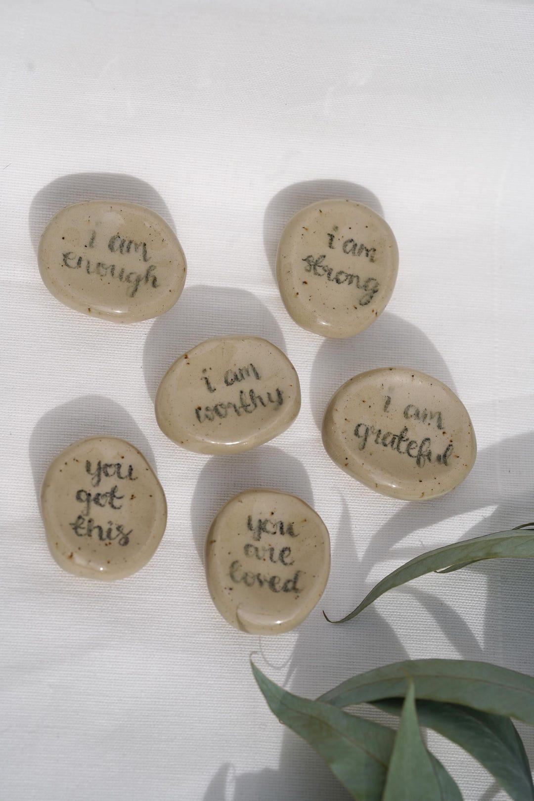 Speckled Worry Stone / Wishing Stone / Thumb Stone With Affirmations - Etsy