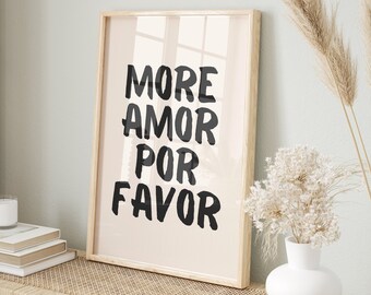 More Amor Por Favor Print, Retro Wall Art, Quote Wall Art ...