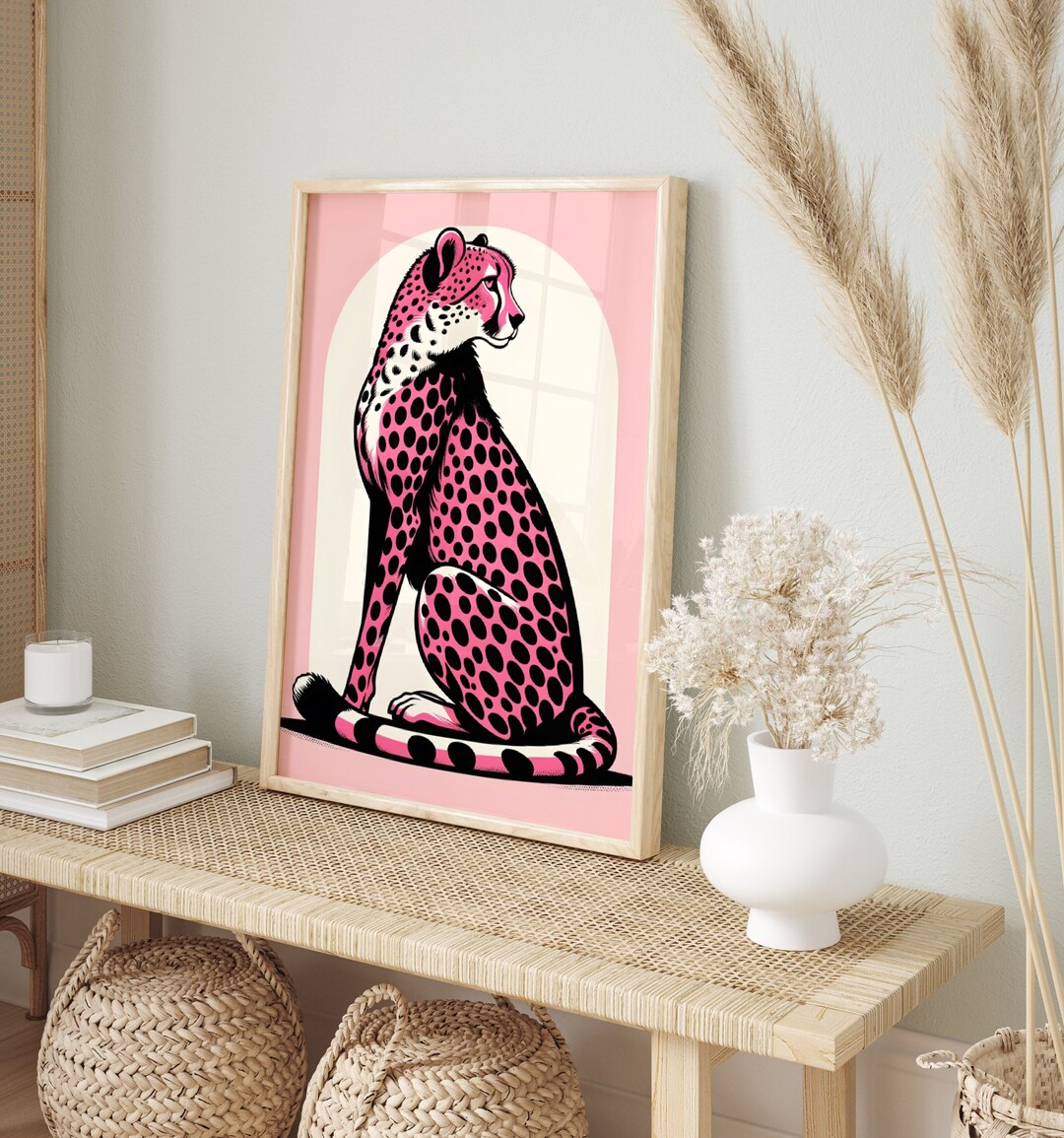 Cheetah Print, Pink Leopard Art Print, Boho Home Decor, Blush Pink Wall Art, Jungle Poster ...