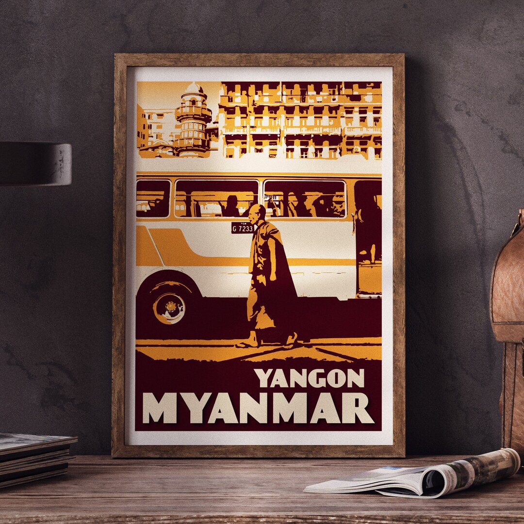 Myanmar Poster | Yangon - Etsy