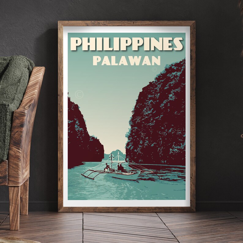 Philippines Travel Poster Palawan Vintage Print - Etsy