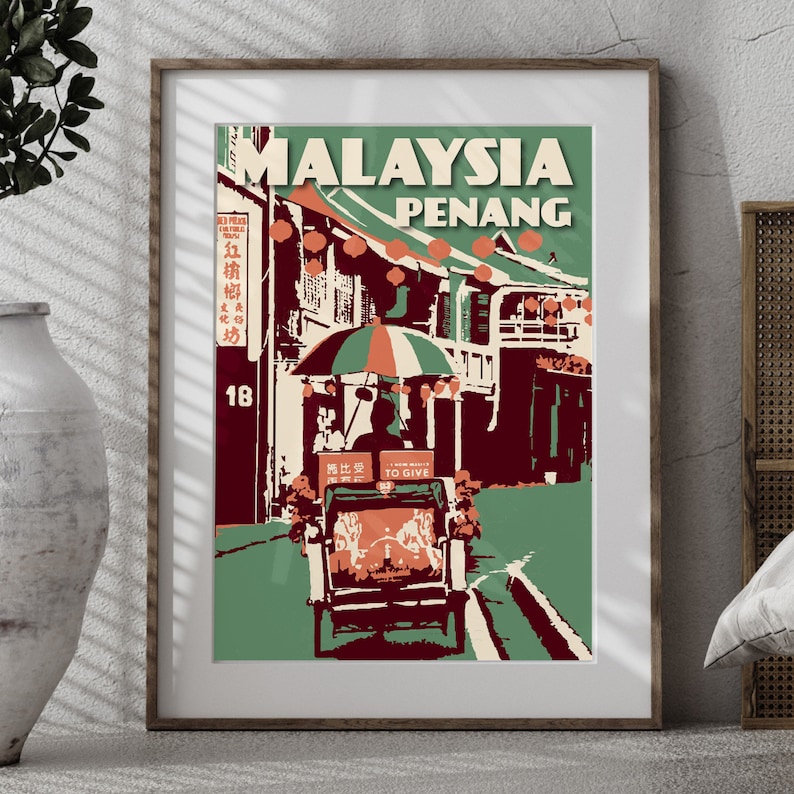 Malaysia Travel Poster Penang Armenian Street Print - Etsy