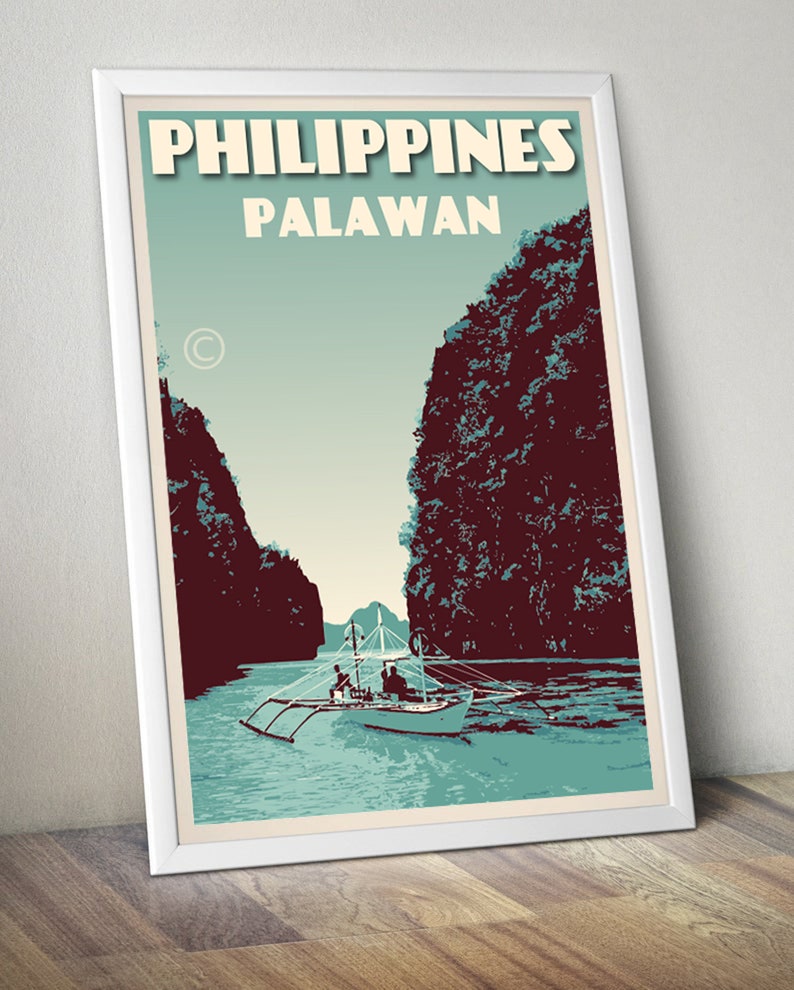 Philippines Travel Poster | Palawan Vintage Print - Etsy