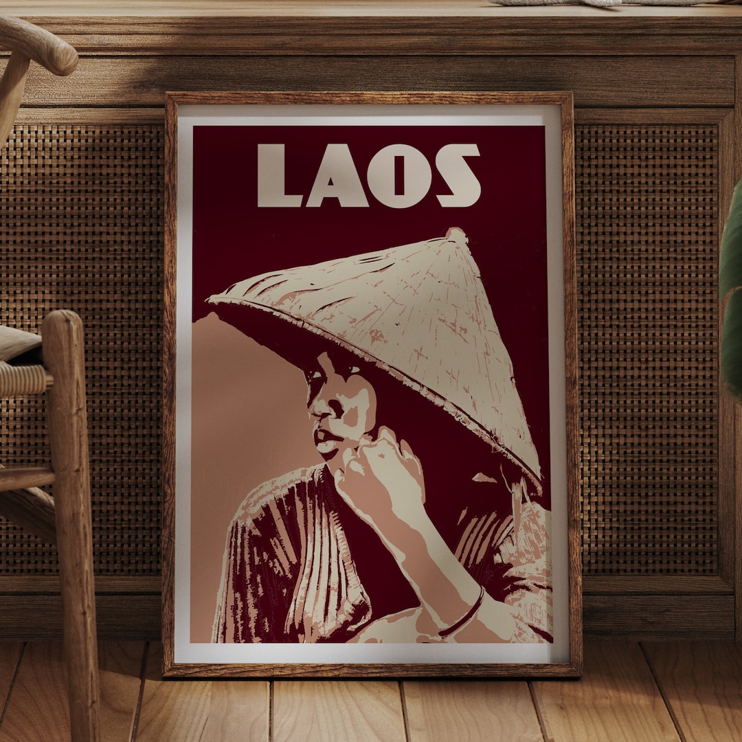 Laos Travel Poster | Lao Portrait - Etsy