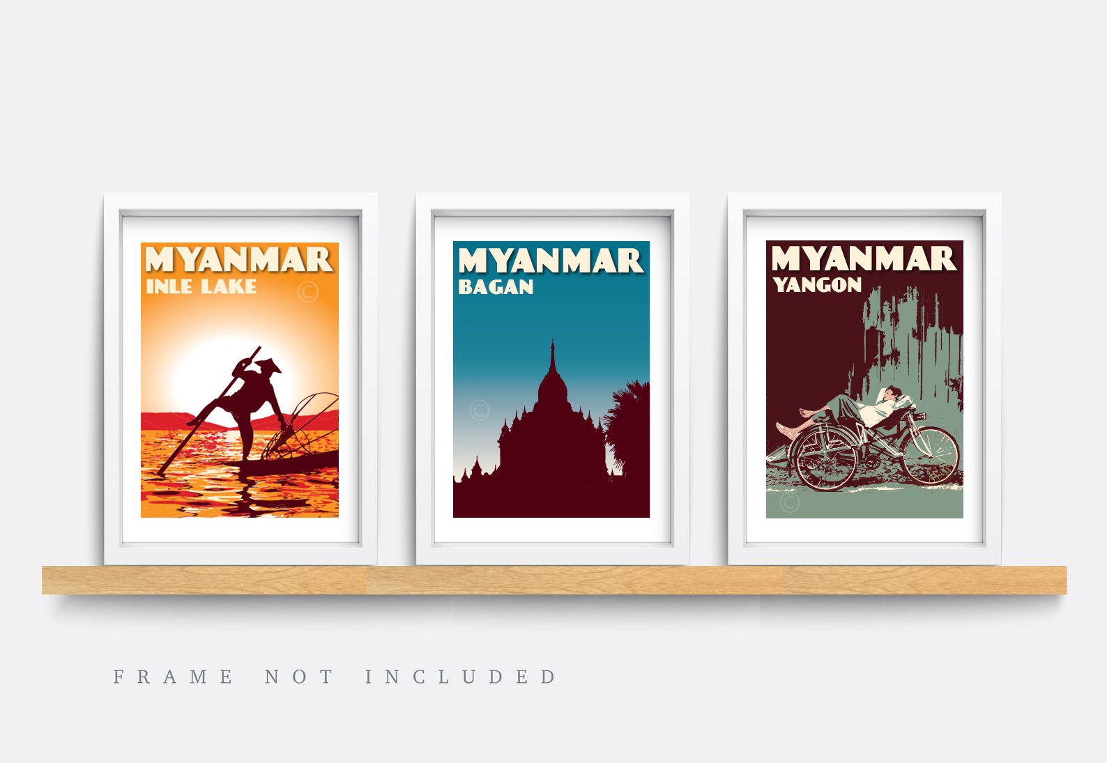 Myanmar Travel Poster Inle Lake Fisherman - Etsy