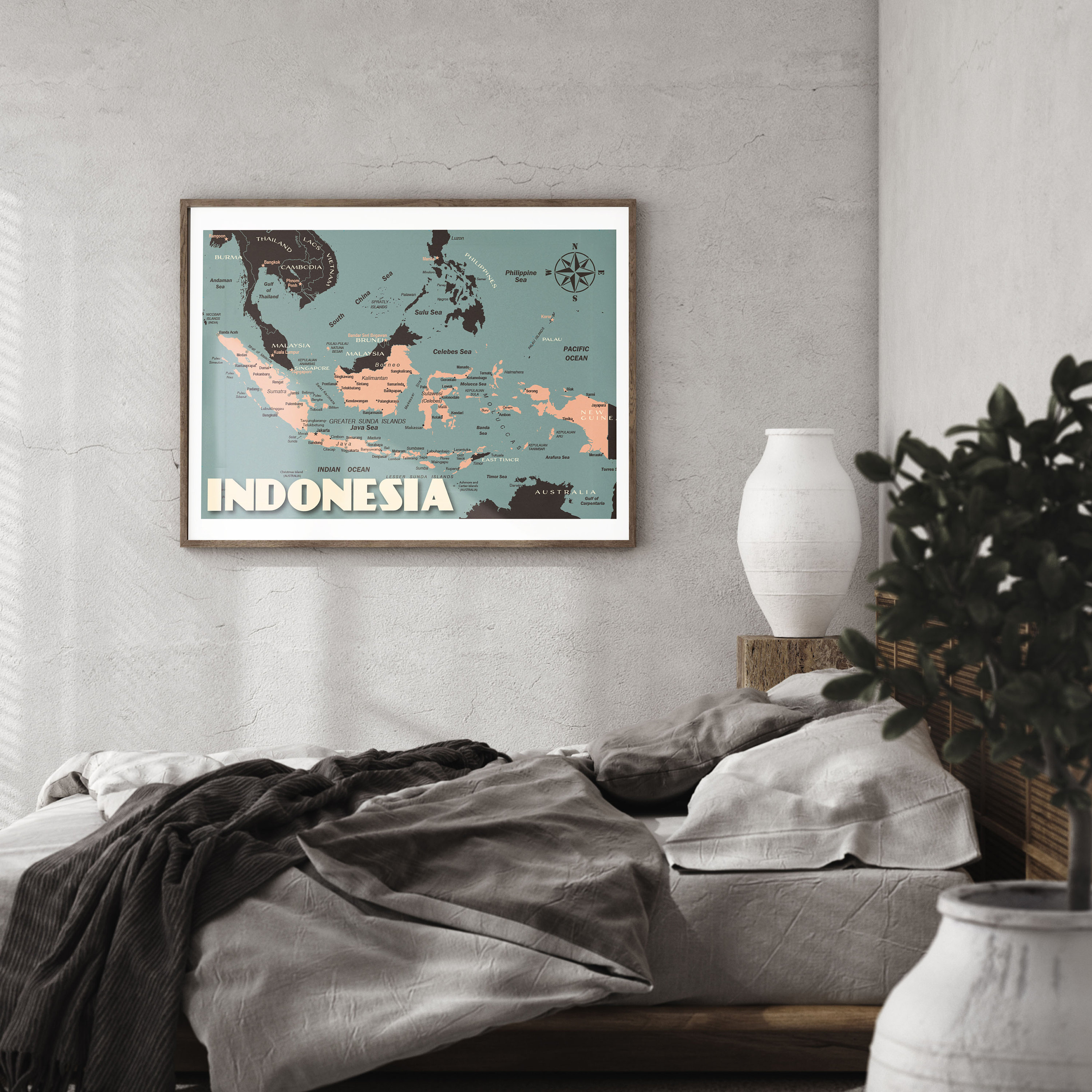 Indonesia Vintage Map - Etsy