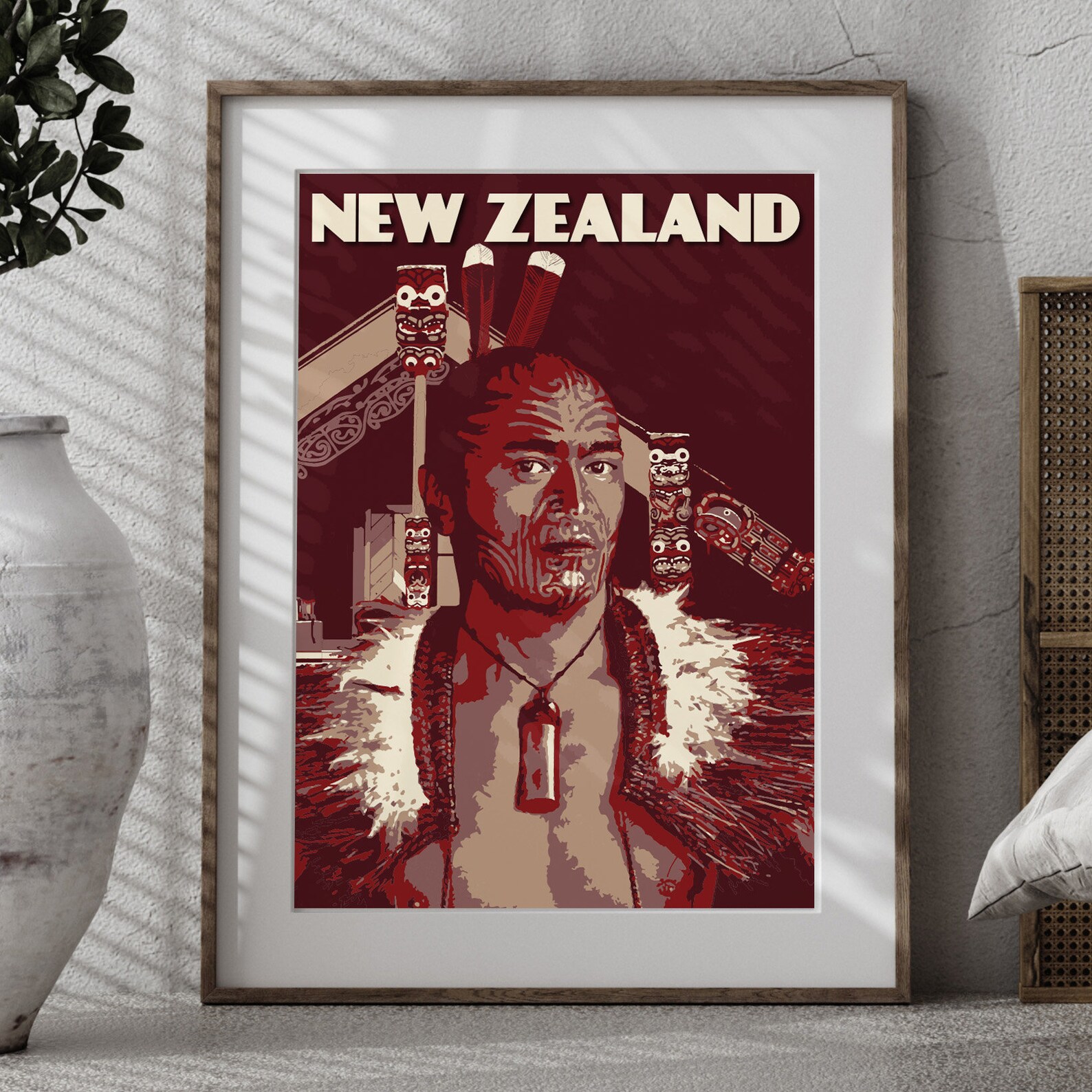 New Zealand Poster | Maori Portrait | Vintage Print - Etsy