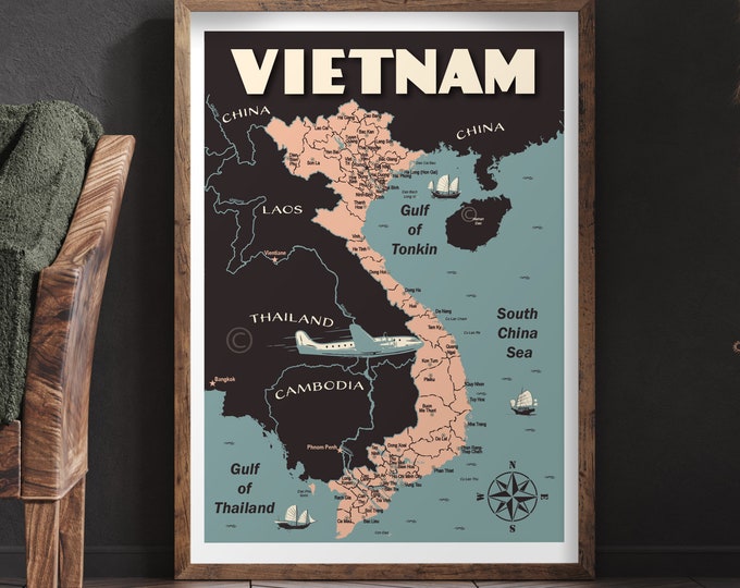 Vietnam War Conflict Wall Map Poster Military - Rolled 24"x36" - Etsy