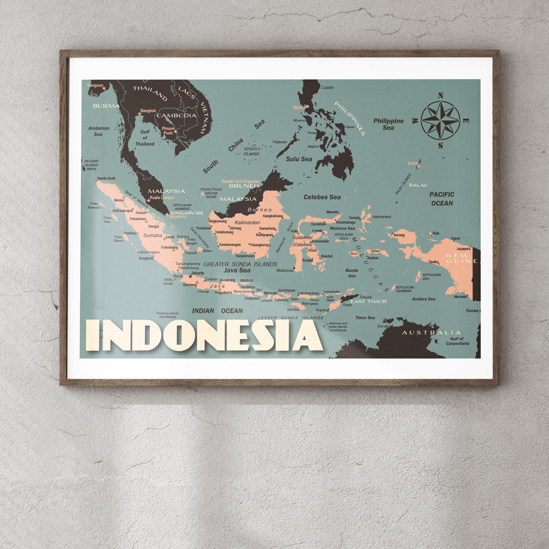 Indonesia Vintage Map - Etsy