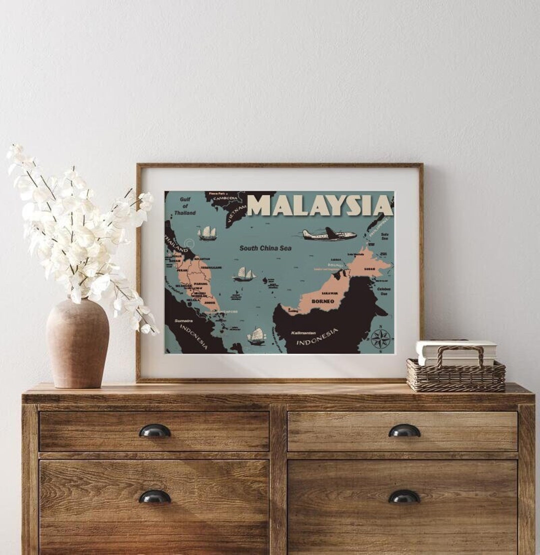 Malaysia Vintage Map - Etsy