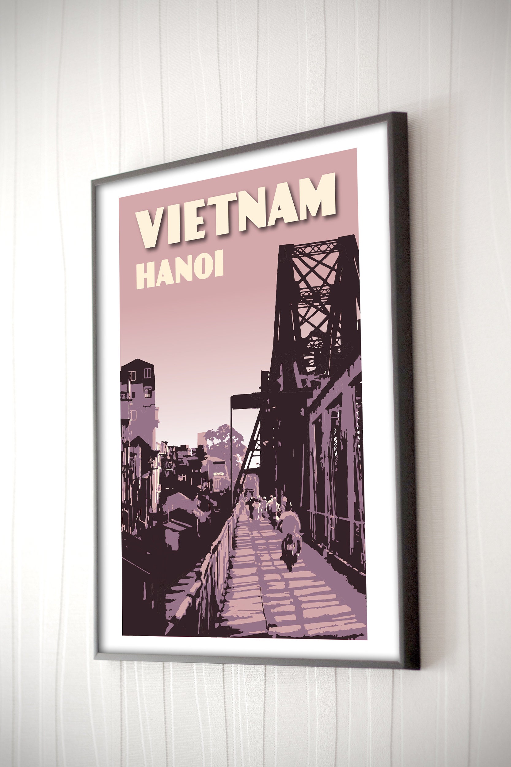 Vietnam Poster Hanoi Long Bien Bridge - Etsy