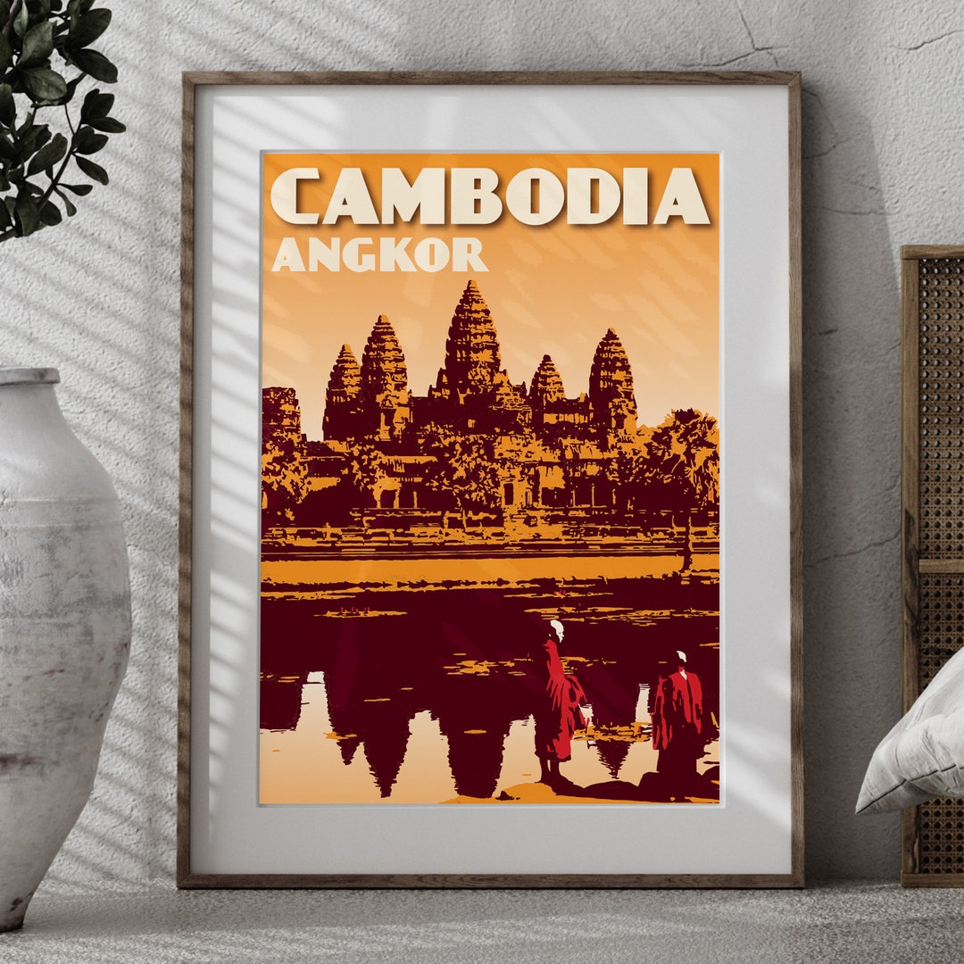 Cambodia Travel Poster | Angkor Wat Print - Etsy
