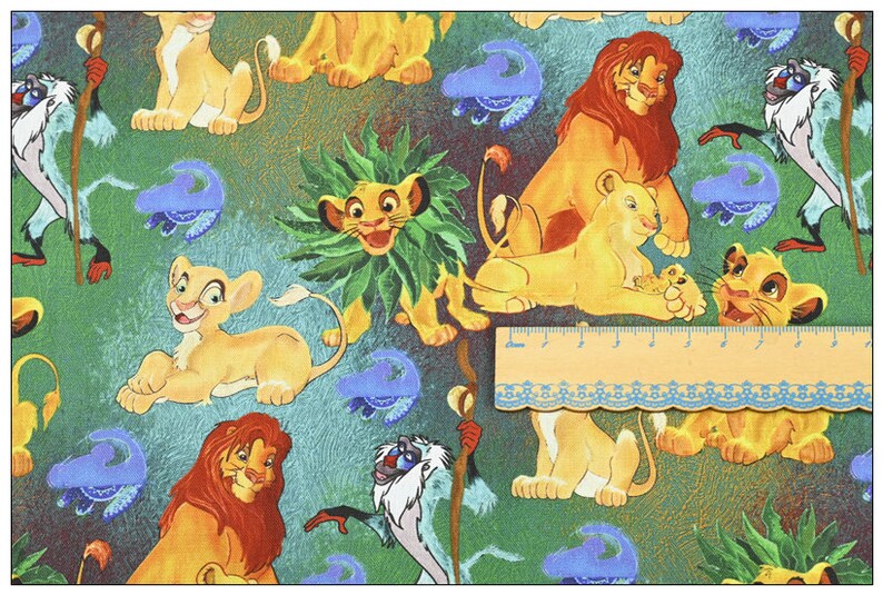 Lion King Fabric Lion Simba Mufasa Fabric Cotton Cartoon - Etsy