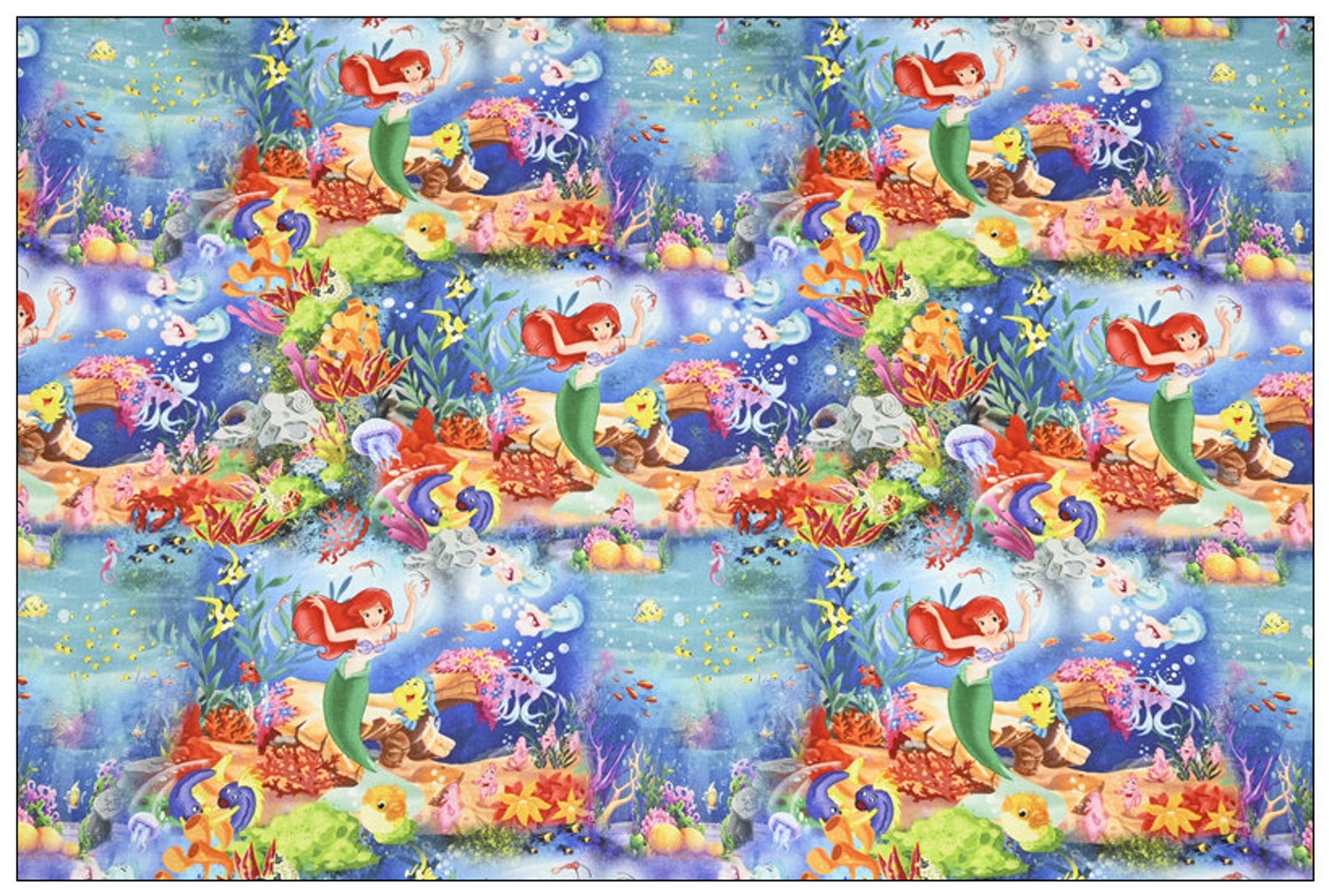 Disney Little Mermaid Ariel Fabric Princess Fabric Cotton Cartoon ...