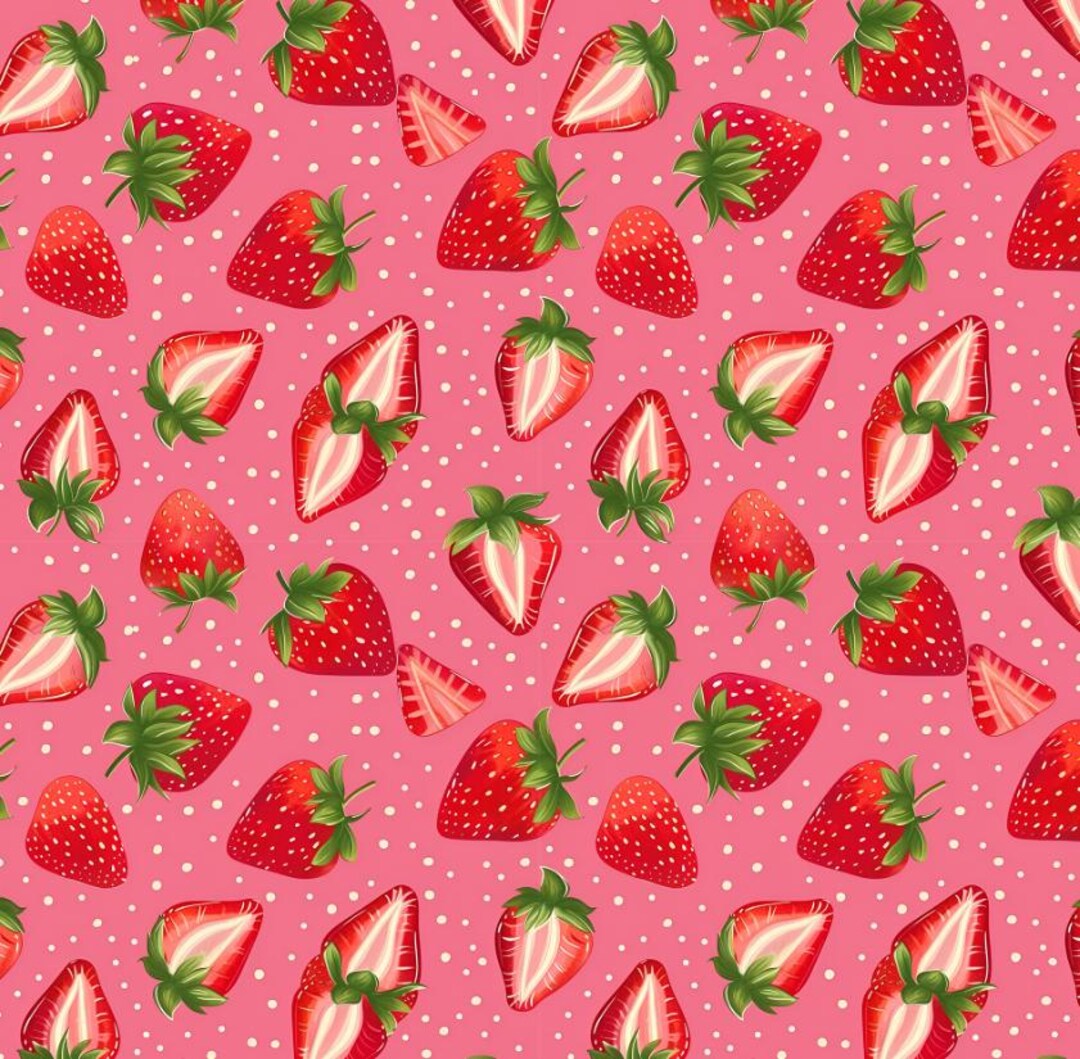 Strawberry Pattern Cotton Fabric Fabric by the Half Yard - Etsy