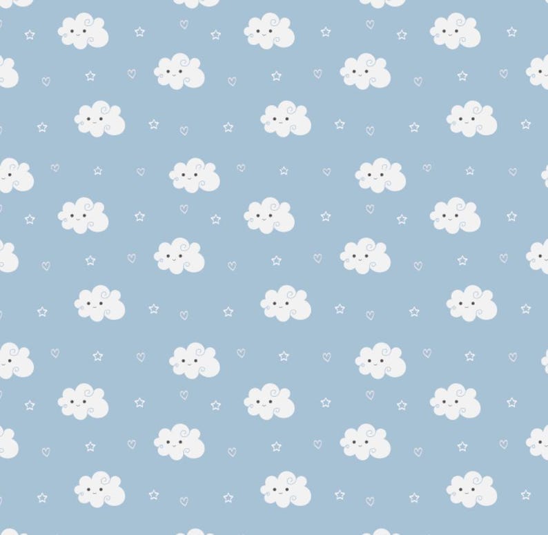 Bluey Cloud Smiling Face Cartoon Pattern Fabric by the Half Yard - Etsy ...