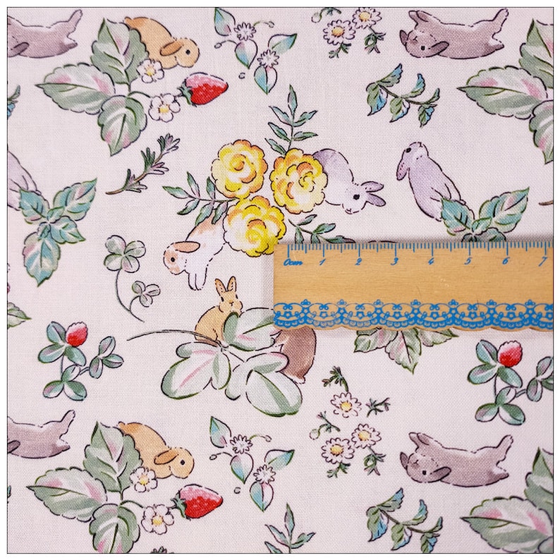 Rabbit Fabric Cute Animals Fabric Bunny Fabric Cotton Cartoon - Etsy
