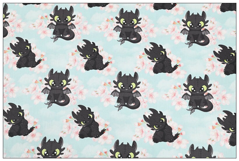 How to Train Your Dragon Fabric Night Fury Toothless Fabric Cotton ...