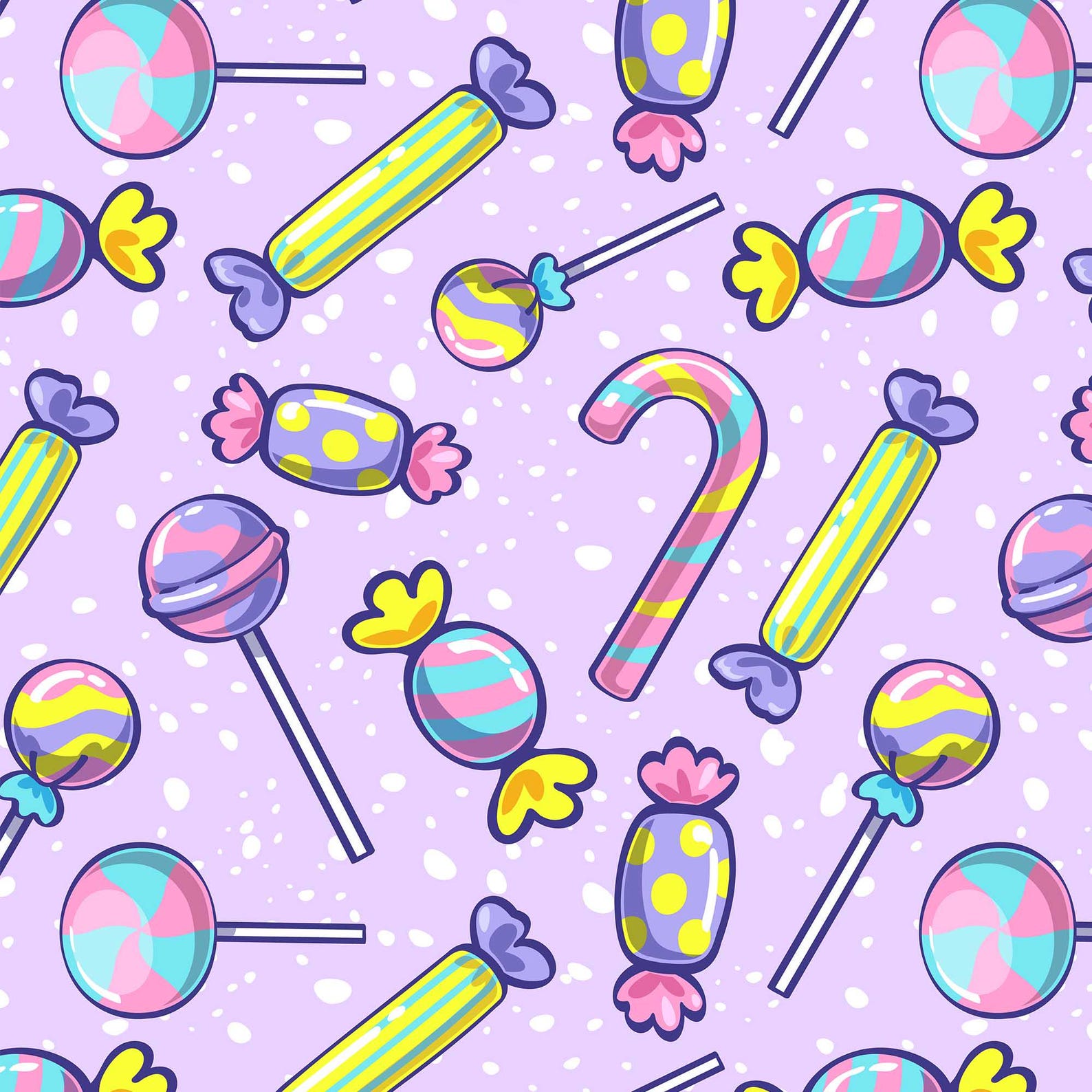 Fancy Candy Fabric Sweet Candy Pattern Cartoon Fabric Cartoon Fabric by ...