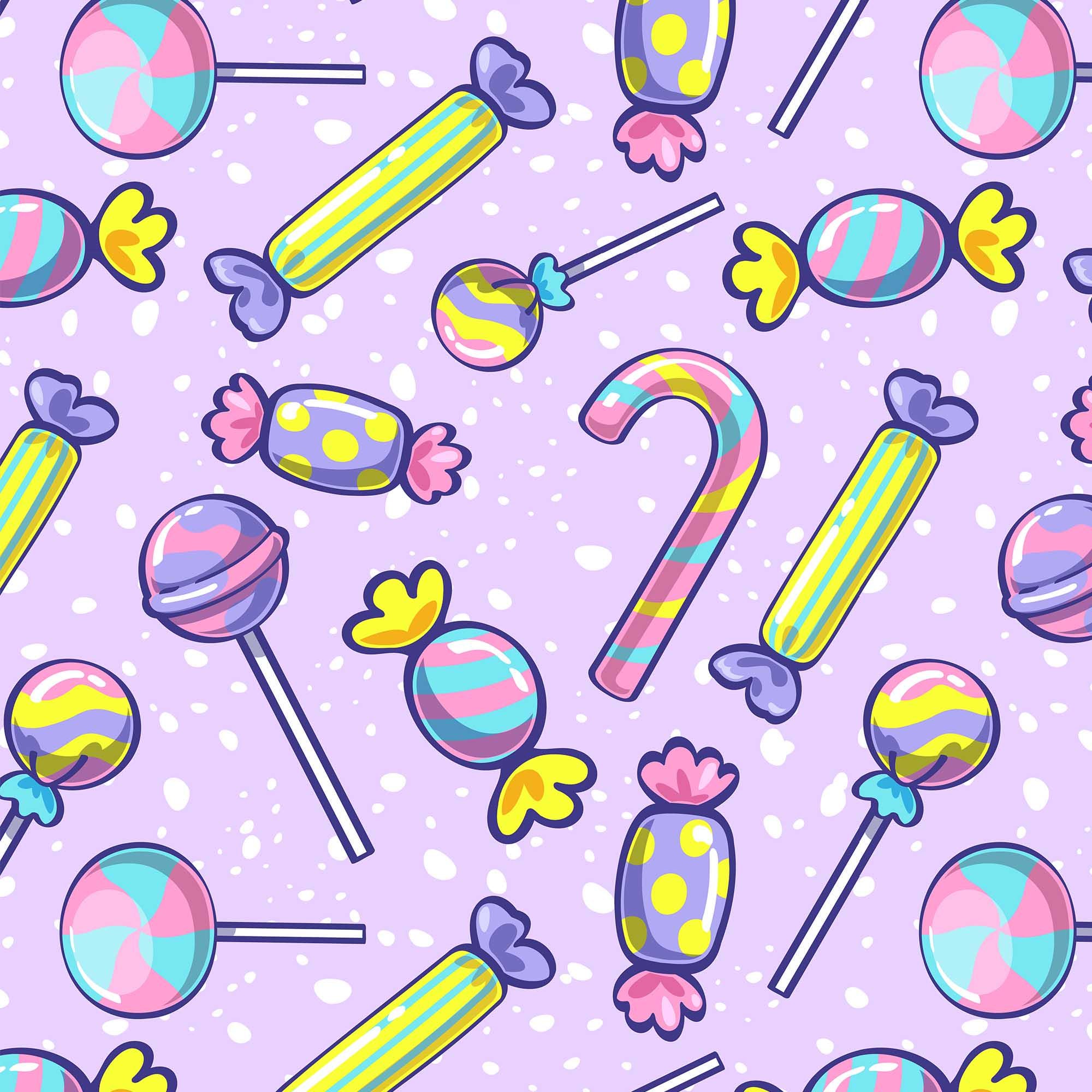 Fancy Candy Fabric Sweet Candy Pattern Cartoon Fabric Cartoon Fabric by ...