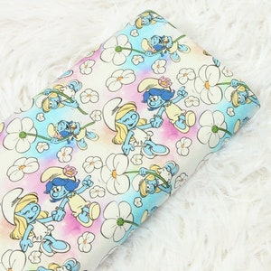 The Smurfs Fabric Smurfette Smurfblossom Fabric Cotton Cartoon Fabric ...