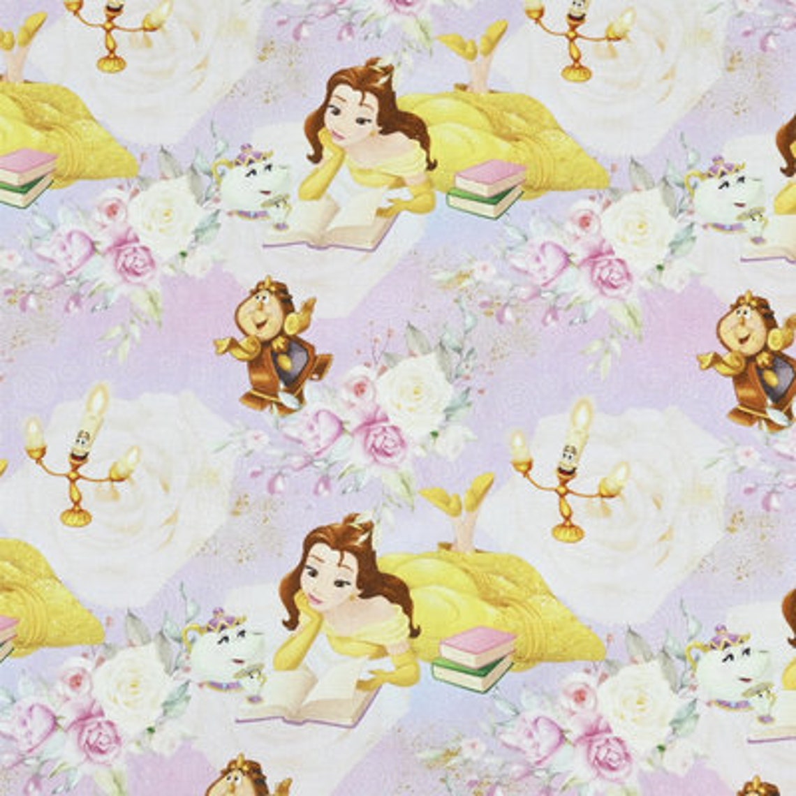 Disney Beauty and the Beast Fabric Princess Belle Fabric Cotton Cartoon ...