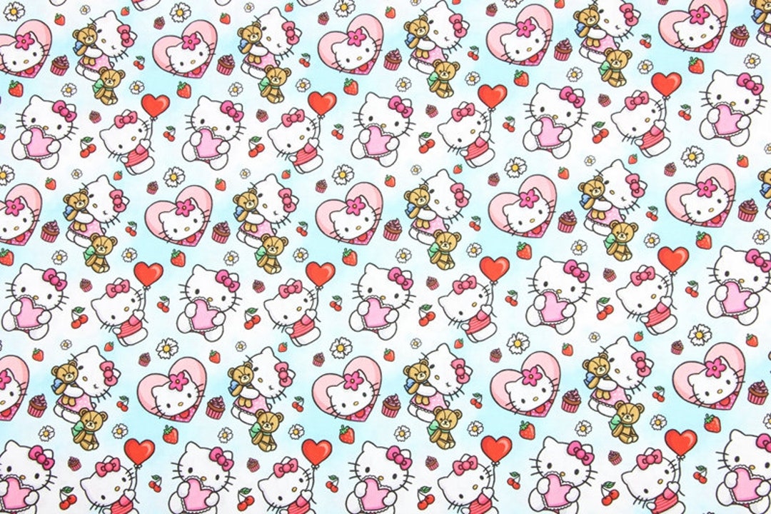 Hello Kitty Fabric Lucky Kitty Fabric Cotton Cartoon Fabric Animation Fabric by the Half Yard - Etsy