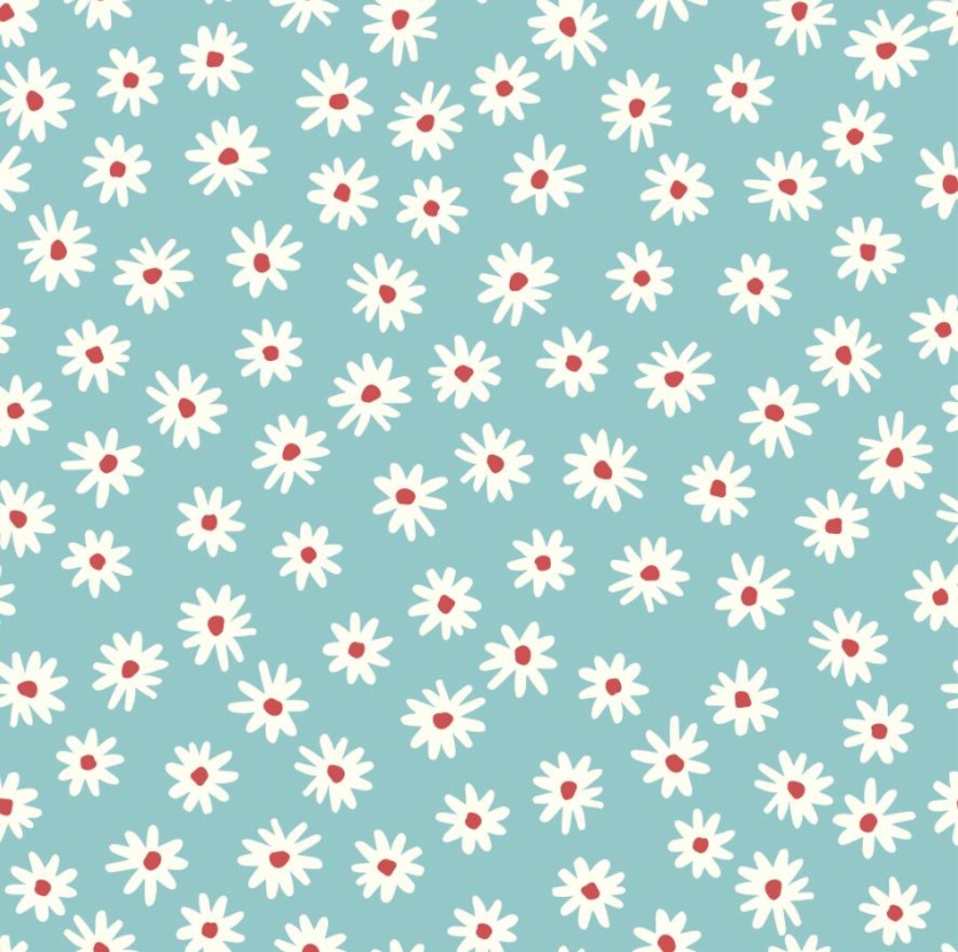 Blue&pink Vintage Daisy Floral Pattern Fabric Pure Cotton Fabric by the ...