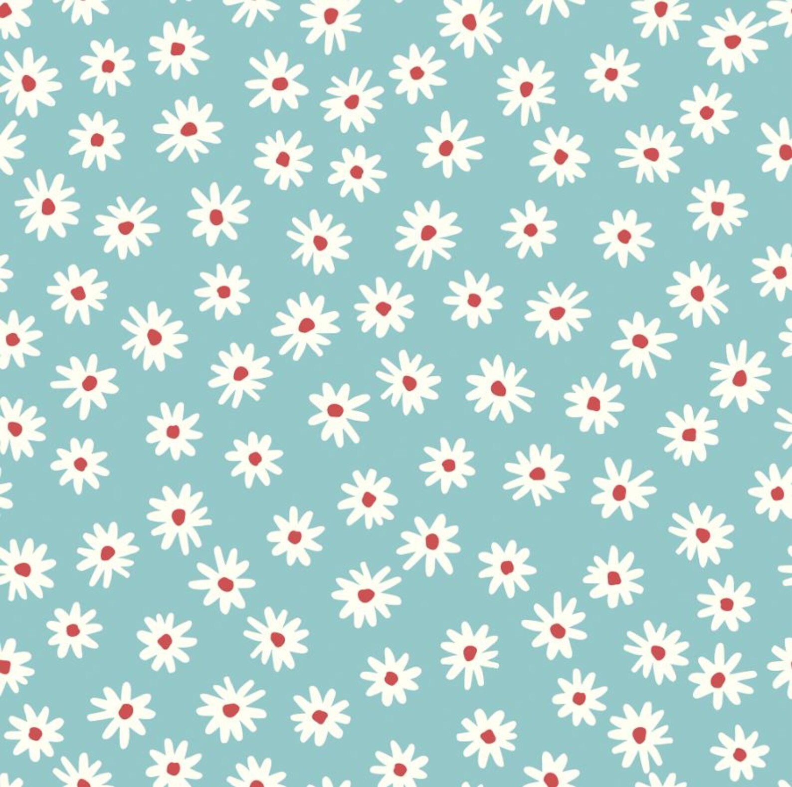 Blue&pink Vintage Daisy Floral Pattern Fabric Pure Cotton Fabric by the ...