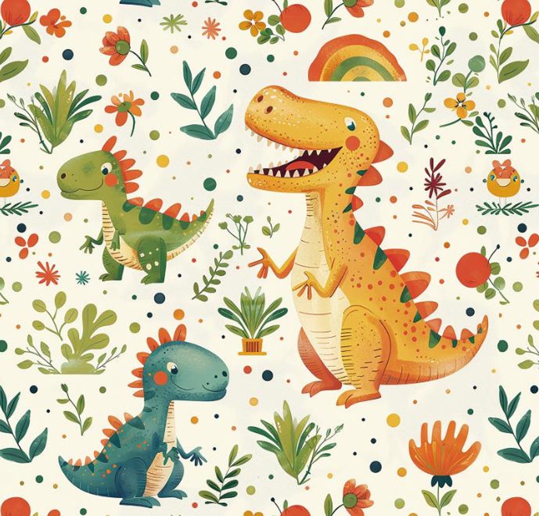 Cute Dinosaur Fabric Tyrannosaurus Rex Pattern Pure Cotton Fabric Sold ...