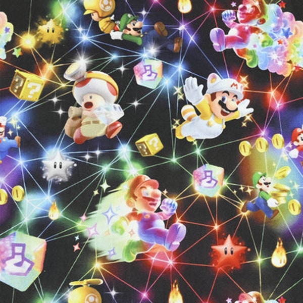 Super Mario Fabric by the Yard - Etsy