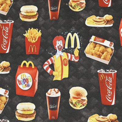 Fast Food Fabric Coca-cola Fabric Burger French Fries Fabric Cotton ...