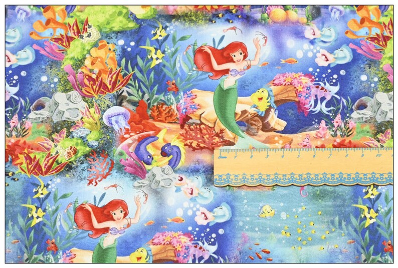 Disney Little Mermaid Ariel Fabric Princess Fabric Cotton - Etsy