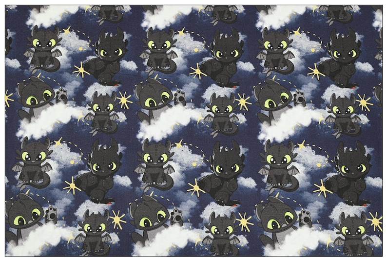 How to Train Your Dragon Fabric Night Fury Toothless Fabric Cotton ...