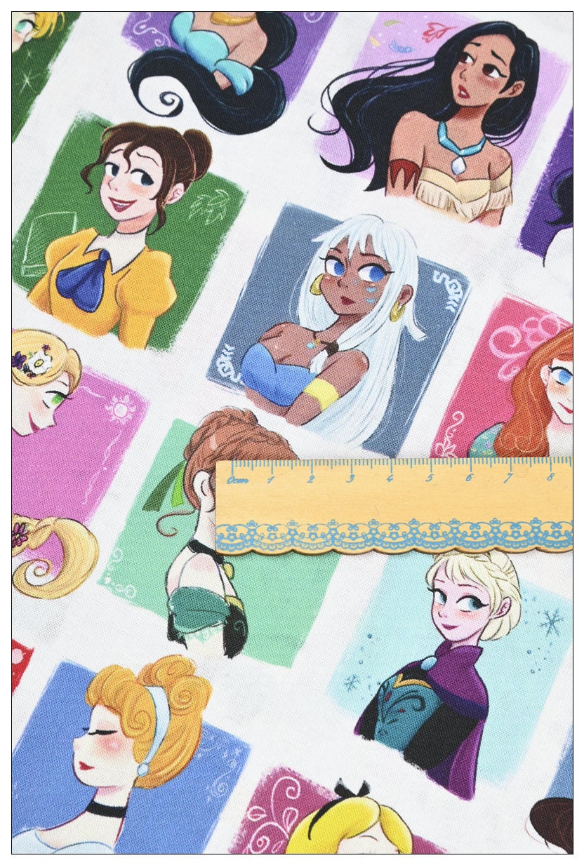Disney Multi Princess Fabric Snow White Cinderella Ariel Jasmine ...