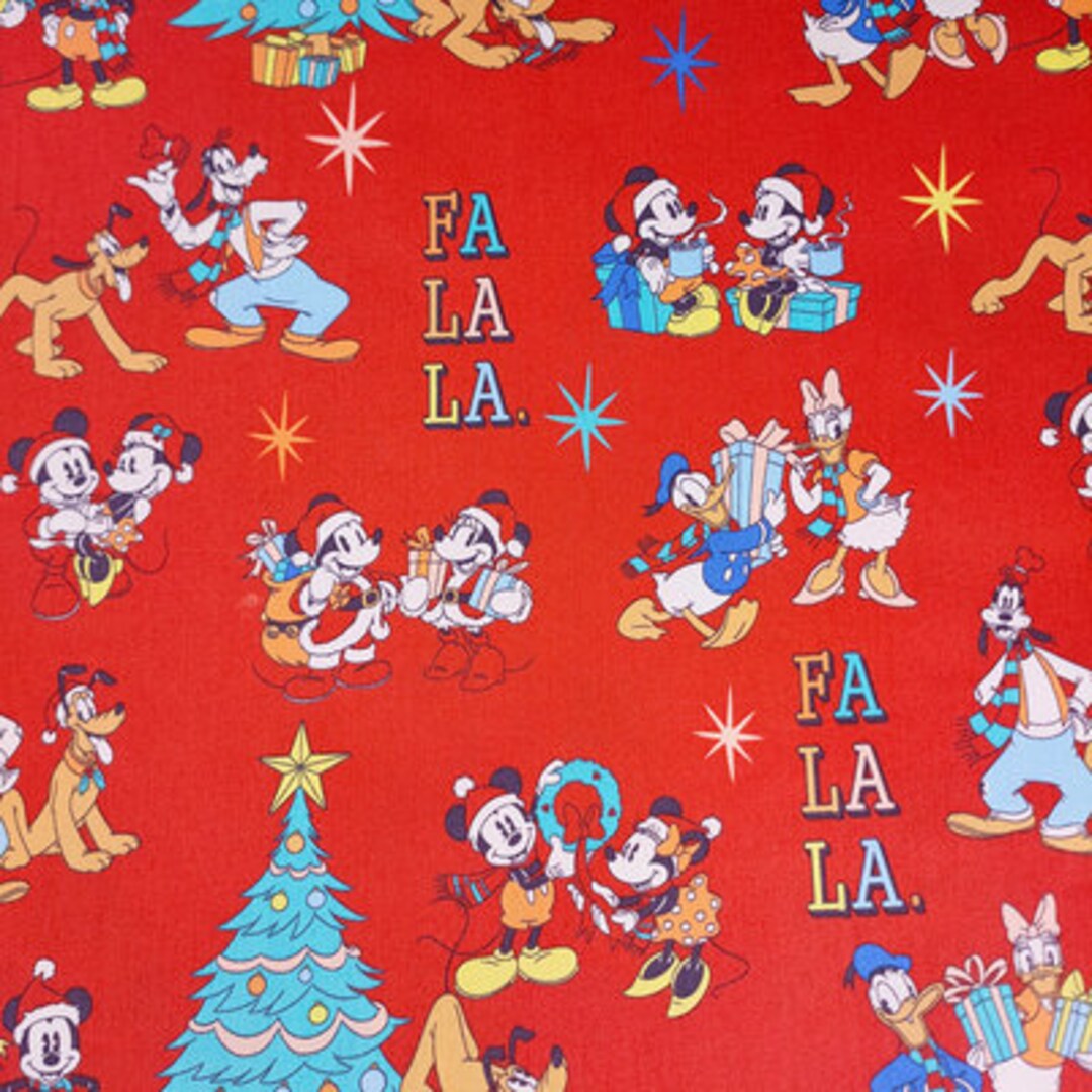 Christmas Mickey Minnie Mouse Fabric Donald Duck Goofy Fabric Cotton ...