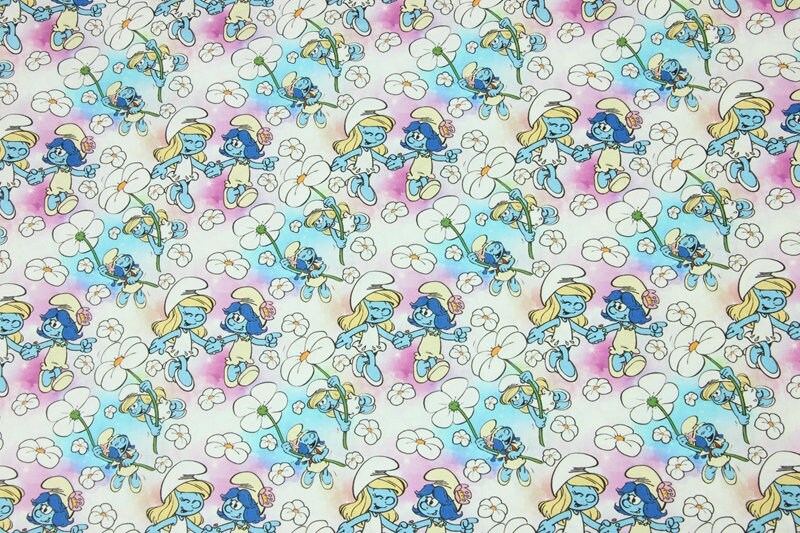 The Smurfs Fabric Smurfette Smurfblossom Fabric Cotton Cartoon - Etsy