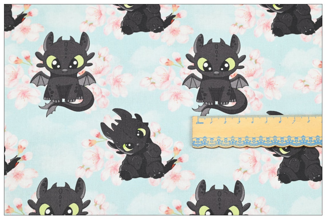 How to Train Your Dragon Fabric Night Fury Toothless Fabric Cotton ...