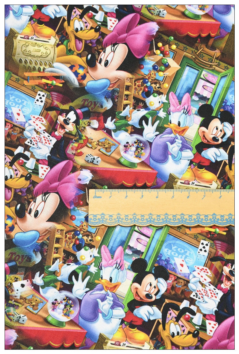 Mickey Minnie Mouse Fabric Donald Duck Goofy Fabric Cotton - Etsy