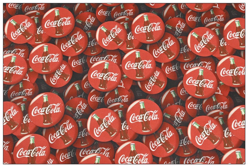 Coca-cola Fabric Red Cola Logo Glass Bottles Fabric Cotton - Etsy