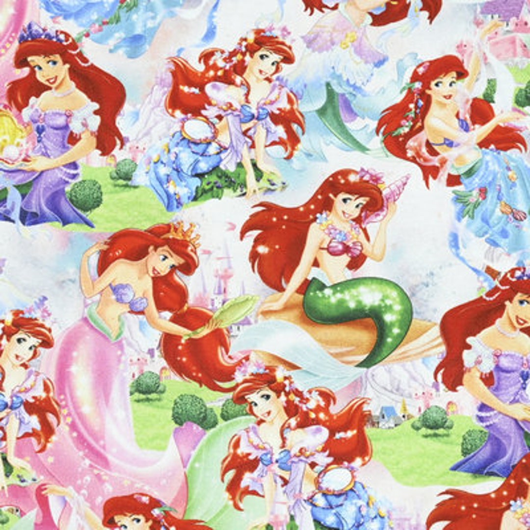 Disney Little Mermaid Ariel Fabric Princess Fabric Cotton Cartoon ...