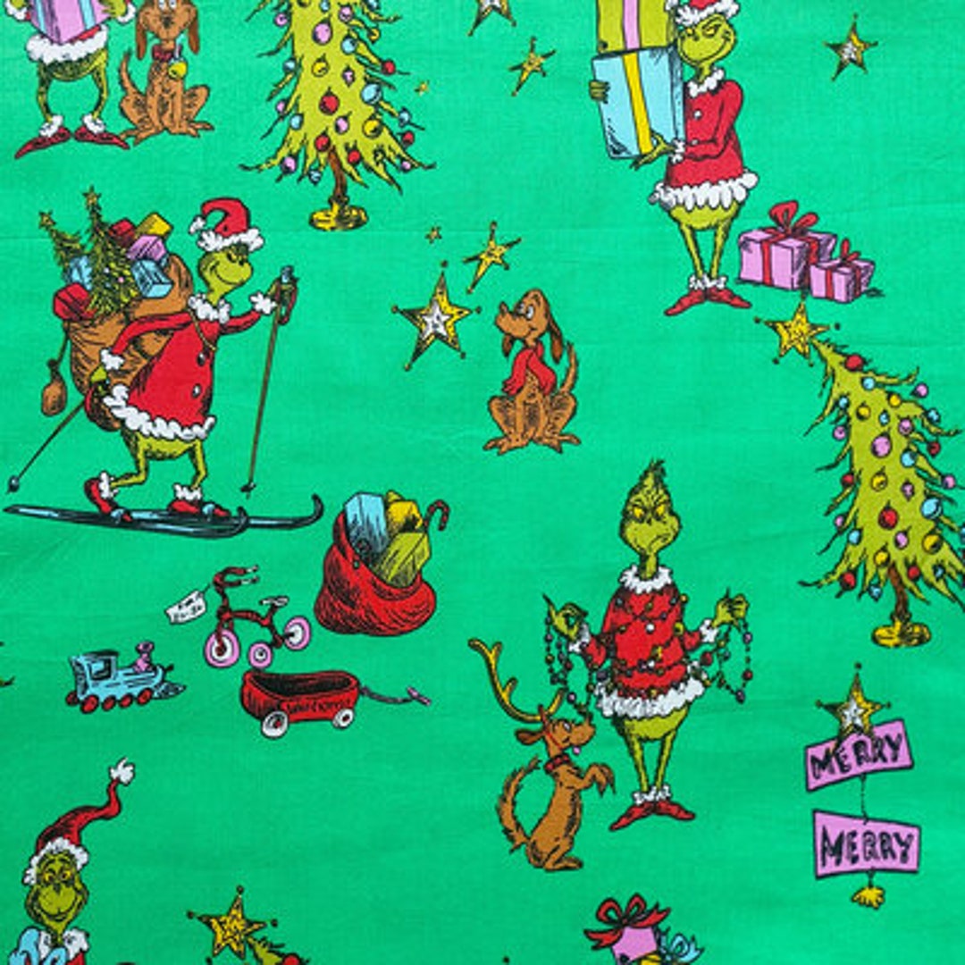 The Grinch Christmas Fabric Cotton Cartoon Fabric Animation Fabric by ...