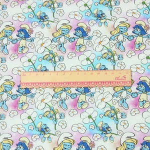 The Smurfs Fabric Smurfette Smurfblossom Fabric Cotton Cartoon Fabric ...