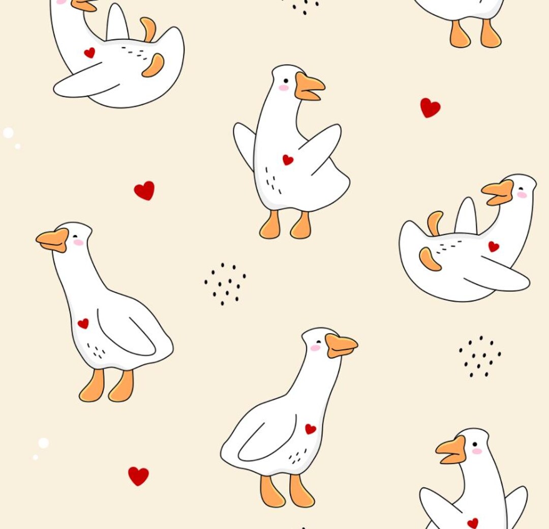 Cute Goose Fabric 100% Cotton Fabric Goose & Heart Pattern Cotton ...