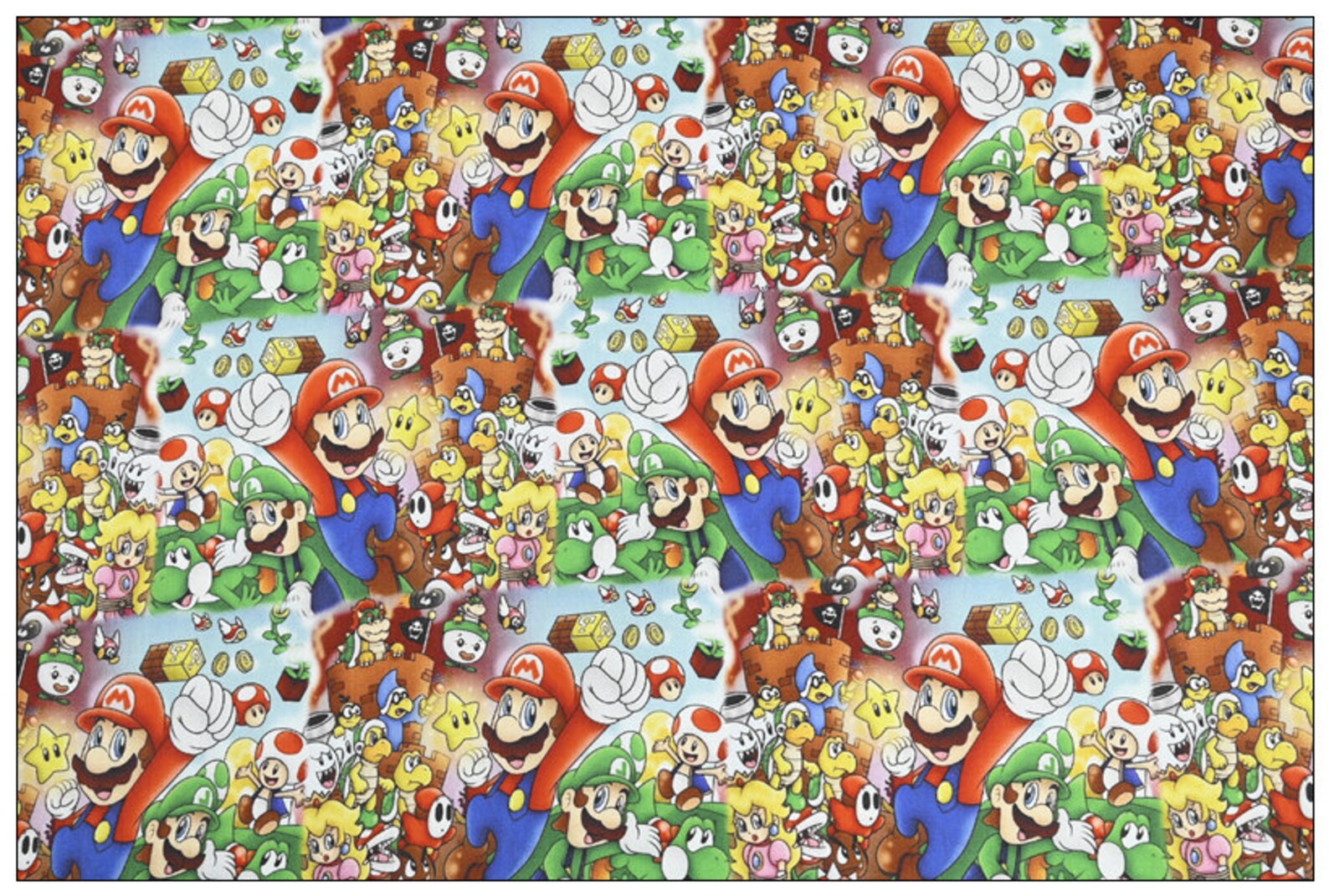 Super Mario Fabric Mario and Friends Fabric Luigi Bowser Princess Peach ...