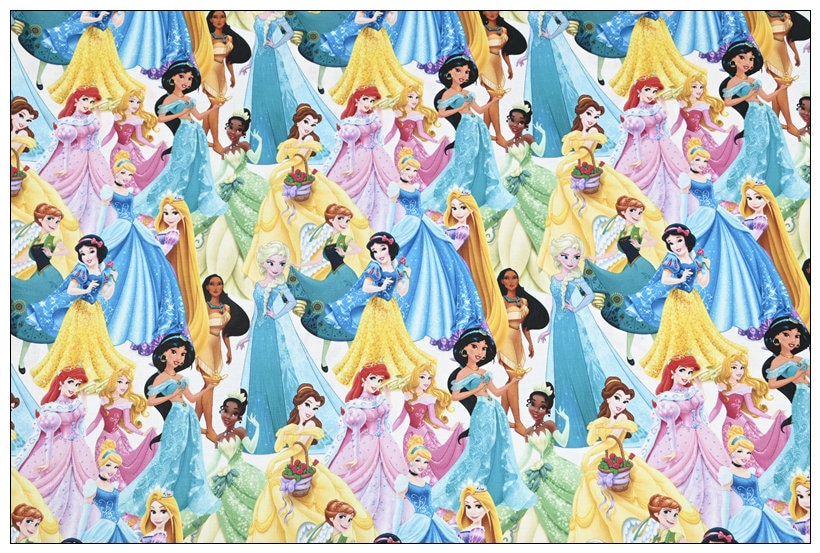 Disney Multi Princess Fabric Snow White Cinderella Ariel Jasmine ...