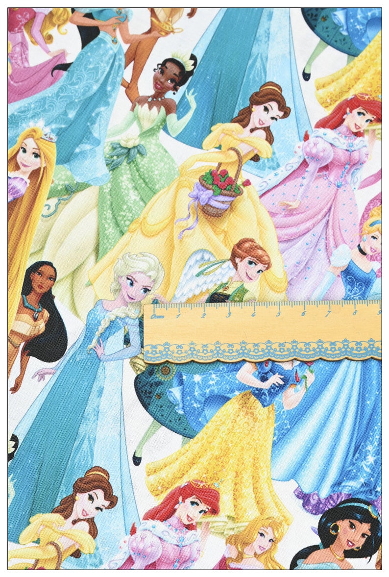 Disney Multi Princess Fabric Snow White Cinderella Ariel Jasmine ...