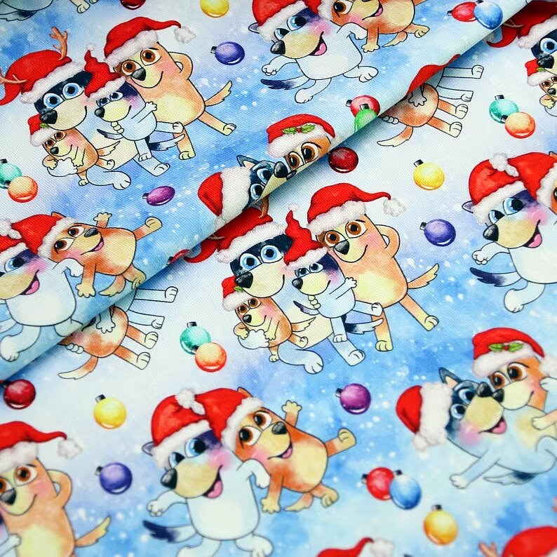 Bluey Fabric Blue Dog Family Fabric Christmas Fabric Cotton Cartoon ...