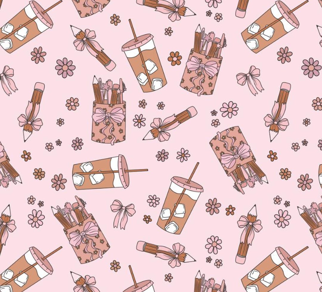 Retro Y2K Milk Tea Pen Holder Pattern Cotton Fabric Pure Cotton Fabric ...